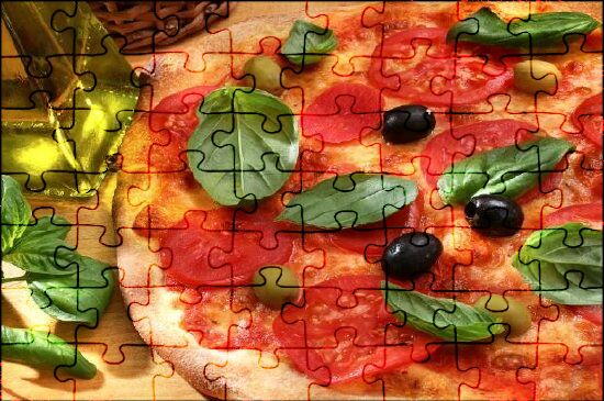 Pizza With Tomato and Basil Jigsaw Puzzle Online | Jspuzzles.Com