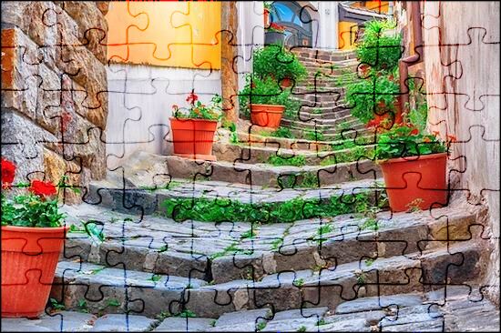 City Stairs Flowers Jigsaw Puzzle Online | Jspuzzles.Com