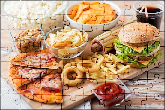 Rompecabezas De Comida Rápida Y Concepto De Alimentación Poco