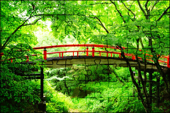 Red Bridge, Ikaho Onsen, Gunma, Japan Jigsaw Puzzle Online