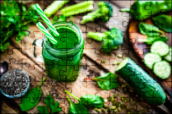 A Top View of A Glass of Smoothie With Broccoli Jigsaw Puzzle