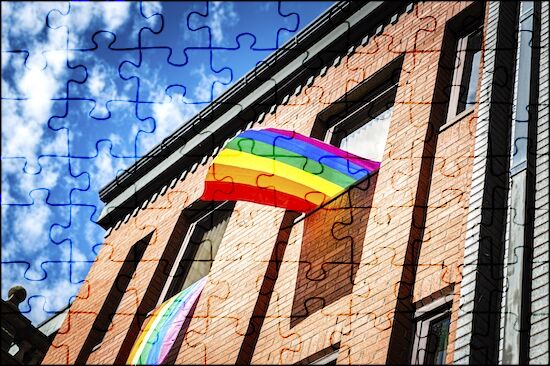 Pride Flag On Building Jigsaw Puzzle Online | Jspuzzles.Com