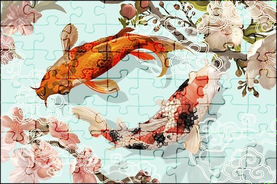 Two Japanese Koi Fish Jigsaw Puzzle Online | Jspuzzles.Com