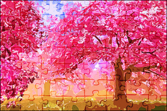 Cherry Blossoms Trees Painting Jigsaw Puzzle Online | Jspuzzles