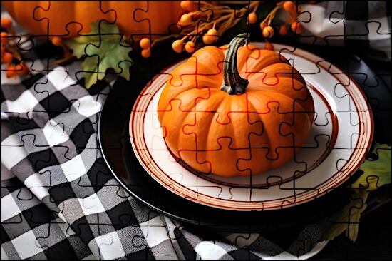 Pumpkins Plate Decoration Jigsaw Puzzle Online | Jspuzzles