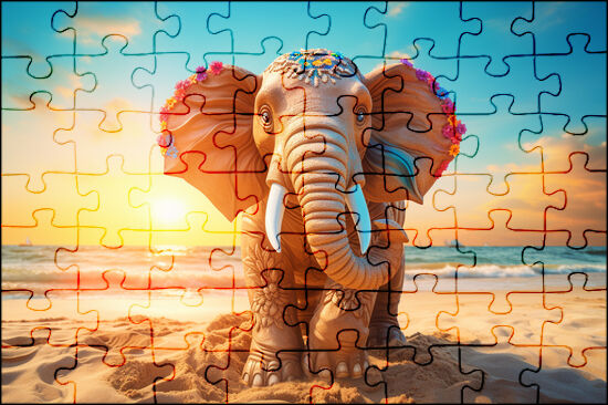 Elephant'S Day at The Beach Jigsaw Puzzle Online | Jspuzzles