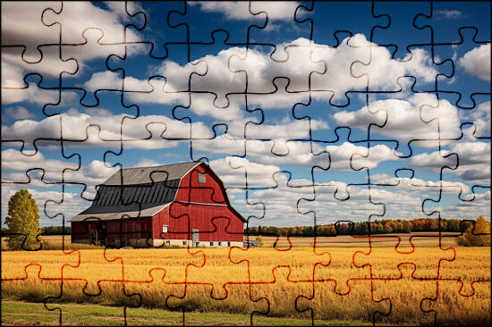 Rustic Barn Amidst Autumn Fields Jigsaw Puzzle Online
