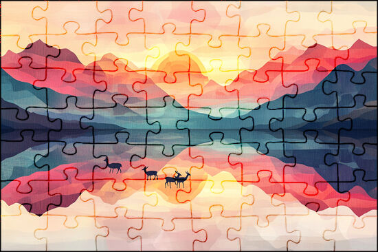 夜明けの山の湖 ジグソーパズル オンライン | Jspuzzles