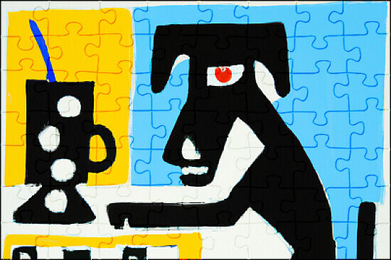 Oil Painting By Matisse of A Dog Playing Chess - Rompecabezas